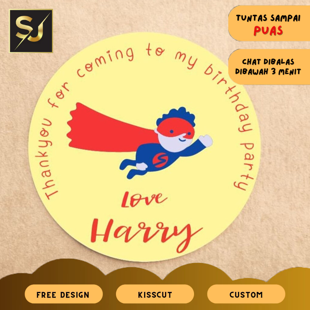 Jual Sticker Bulat Ulang Tahun Anak Stiker Ultah Free Design Birthday ...