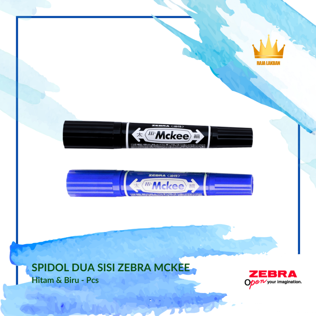 Jual Spidol Permanen Spidol Dua Sisi Spidol Zebra Mckee/ Hitam/ Biru ...
