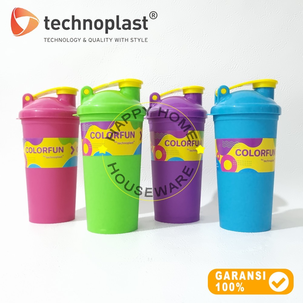 Jual TECHNOPLAST Colorfun Shaker Tumbler 535ml Botol Minum Shaker Botol ...
