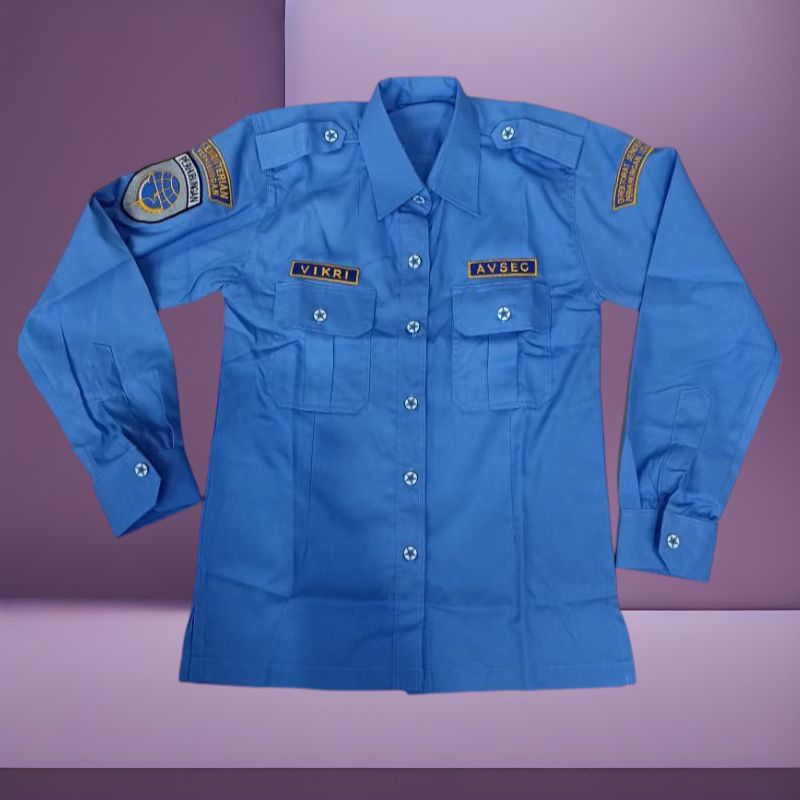 Jual Kemeja kerja baju pdh seragam kerja AVSEC full bordir free bordir ...