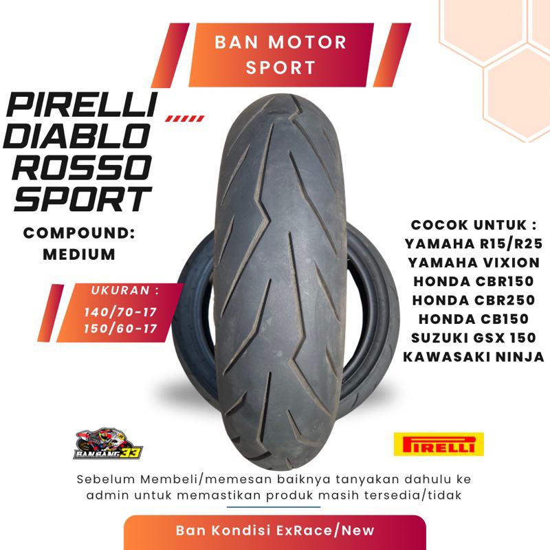 Jual Ban Motor Sport Pirelli Diablo Rosso Sport 150/60 17(New//ExRace ...