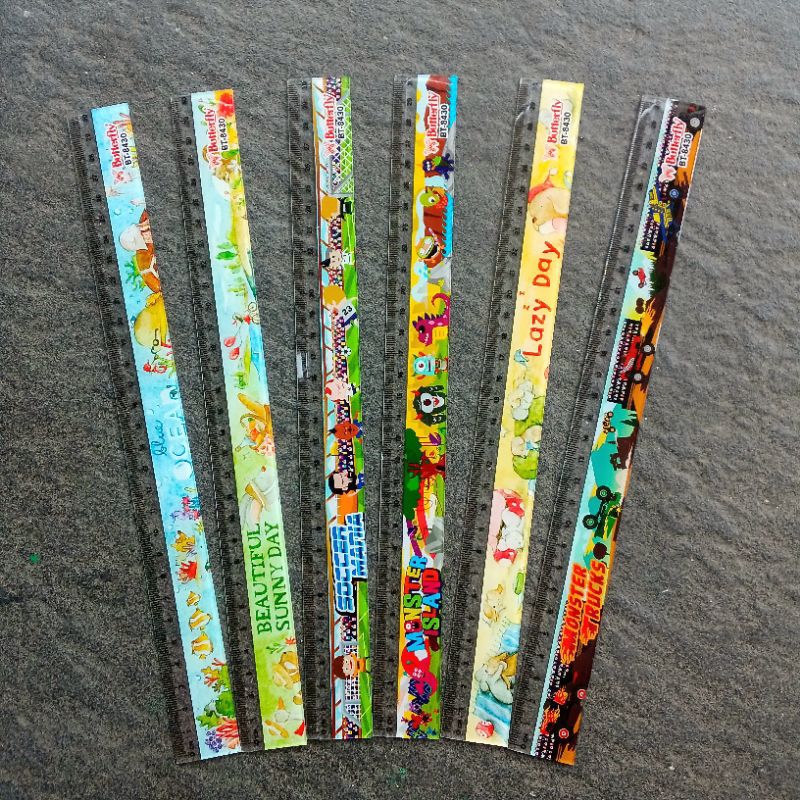 Jual Garisan Penggaris Plastik Butterfly Fancy Ruler 30 cm BT-8430 ...