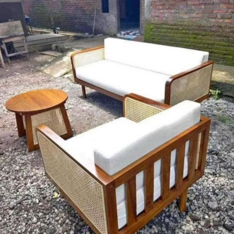Jual SOFA KAYU JATI DENGAN ANYAMAN ROTAN MINIMALIS KLASIK JAPANESE ...