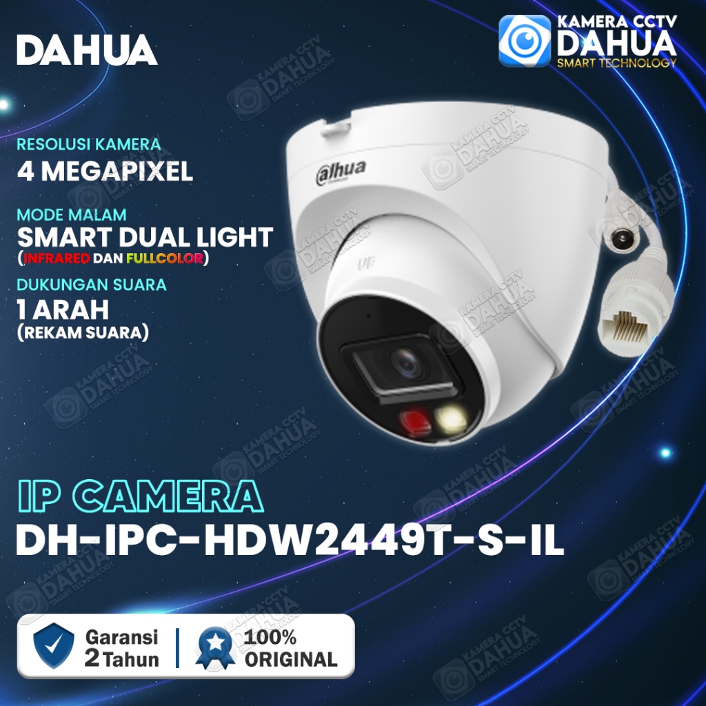 Jual CAMERA CCTV IP DAHUA 4MP 2K AUDIO FULL COLOR KAMERA SD CARD POE ...