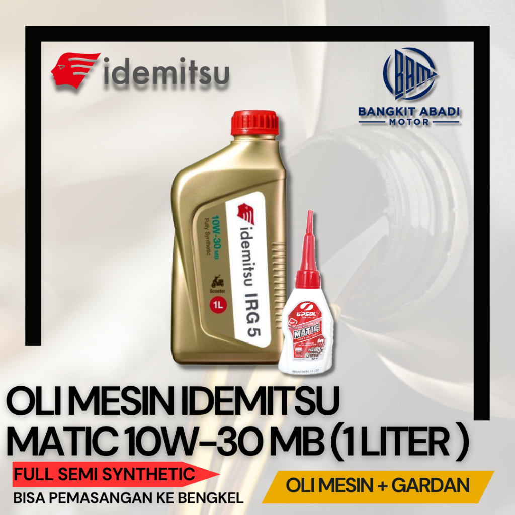 Jual Paket Oli Mesin Idemitsu IRG5 10W-30 MB 1 Liter Full Synthetic For ...