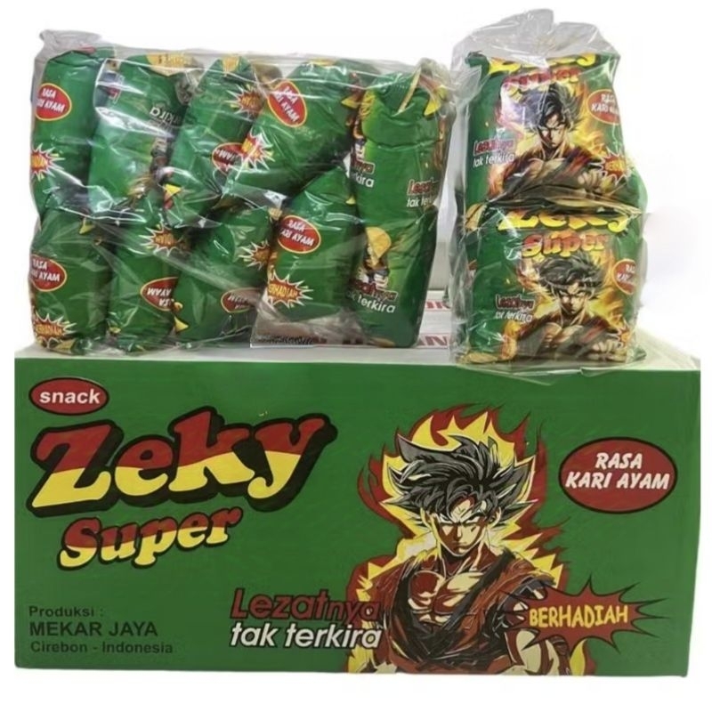 Jual [1 karton isi 40pcs] Snack Zeky Super rasa kari ayam Berhadiah | Shopee Indonesia