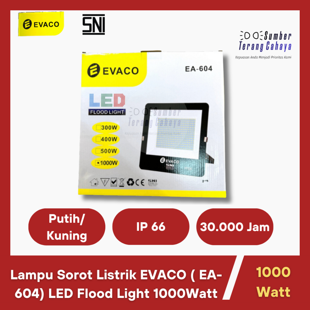 Jual Evaco Lampu Sorot LED 1000 Watt / KAP SOROT LED 1000W SNI | Shopee ...