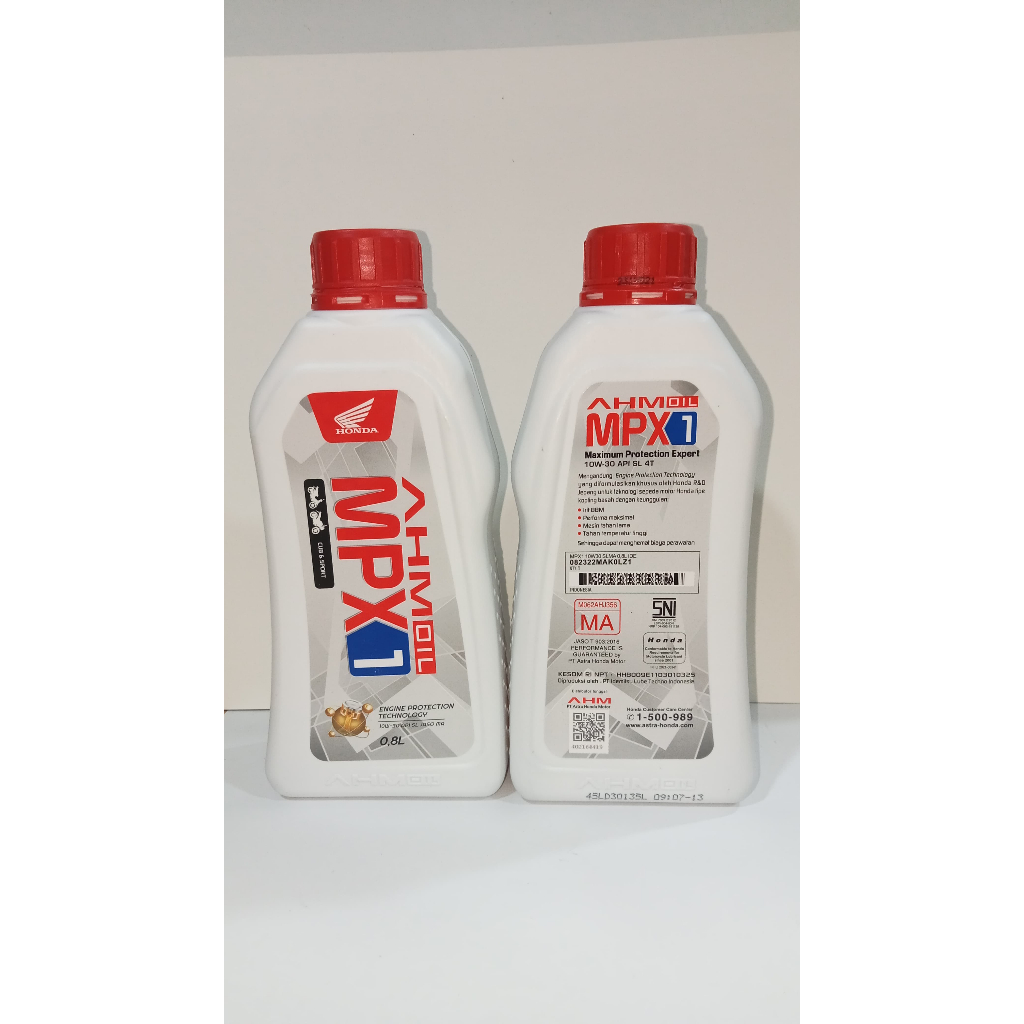 Jual OLI AHM MPX 1 800ML 10W-30 API SL JASO MB (MPX 1 0.8L) | Shopee Indonesia