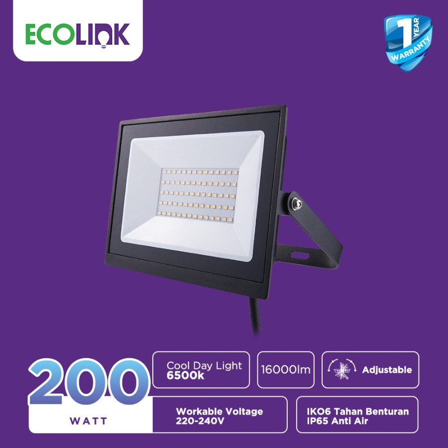 Jual ECOLINK Lampu Sorot LED Tembak 200W Floodlight 200 Watt Outdoor Flood Light Original murah ...
