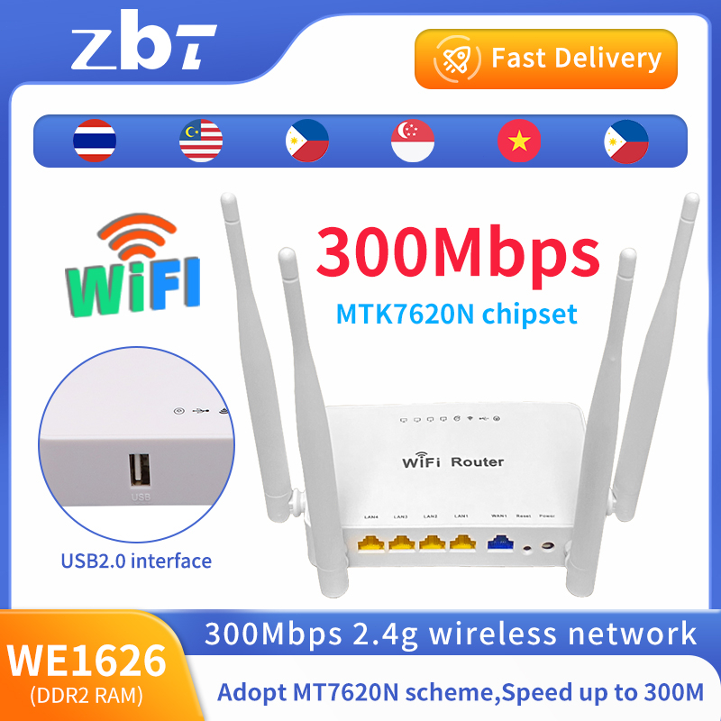 Jual ZBT WE1626 2.4GHz 4*LAN 1*WAN 300Mbps Wireless Home USB Modem WiFi ...