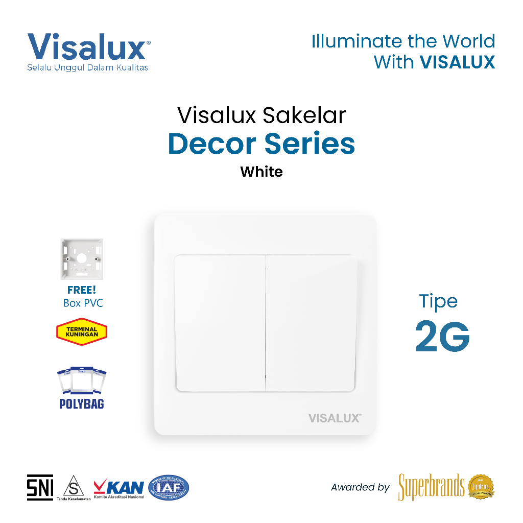 Jual Visalux Saklar Decor Series - 2G White / Sakelar Premium (VSD9021 ...