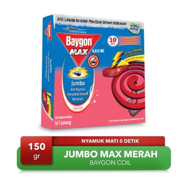 Jual Baygon Coil Jumbo Max Merah Anti Nyamuk Demam Berdarah Bakar isi 5 Pasang / Obat Nyamuk ...