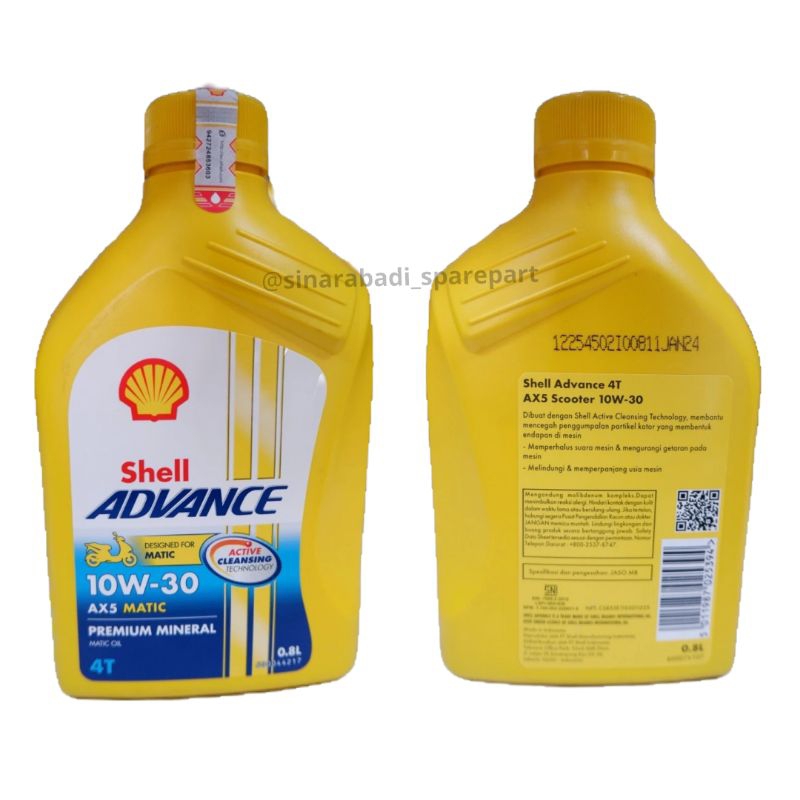 Jual Oli Motor Matic Shell Advance AX5 10W-30 Shell Kuning Original ...