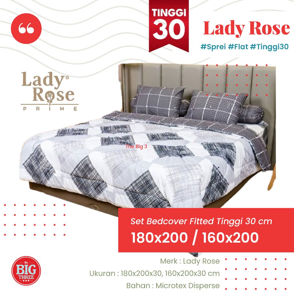 Jual Bedcover + Sprei LADY ROSE 180x200 Kala Dalila Crimpson Charcoal ...