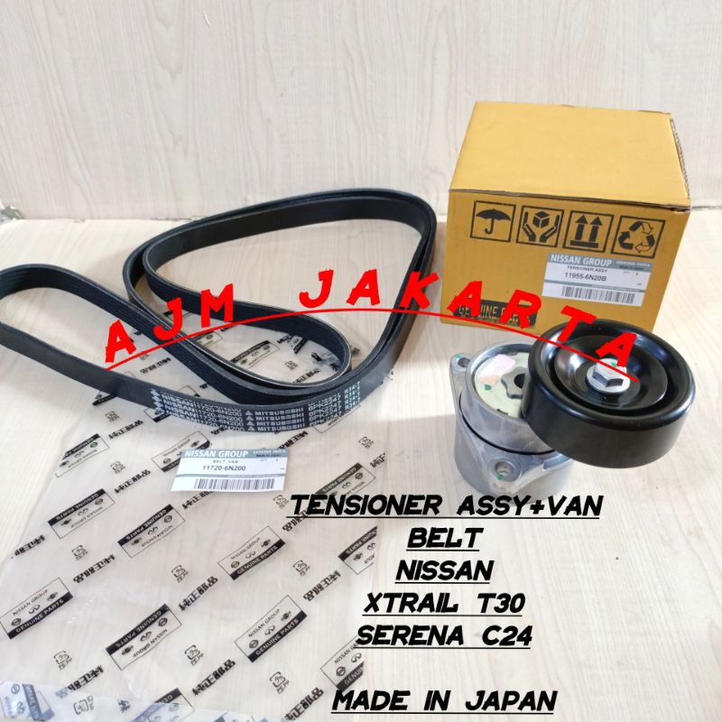 Jual Tensioner assy + fan van belt tali kipas Nissan Xtrail T30 Serena C24 original japan ...