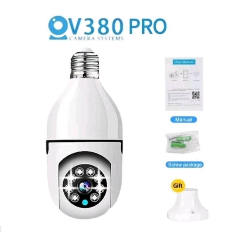Jual Cctv lampu kamera v380 pro full HD 1080 wifi PTZ panoramic ip bohlam | Shopee Indonesia