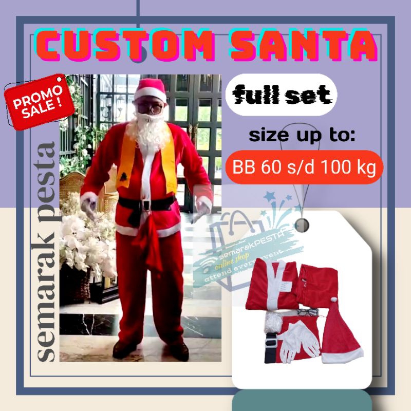 Jual (super bludru) custom santa lengkap, baju santa lengkap, baju ...