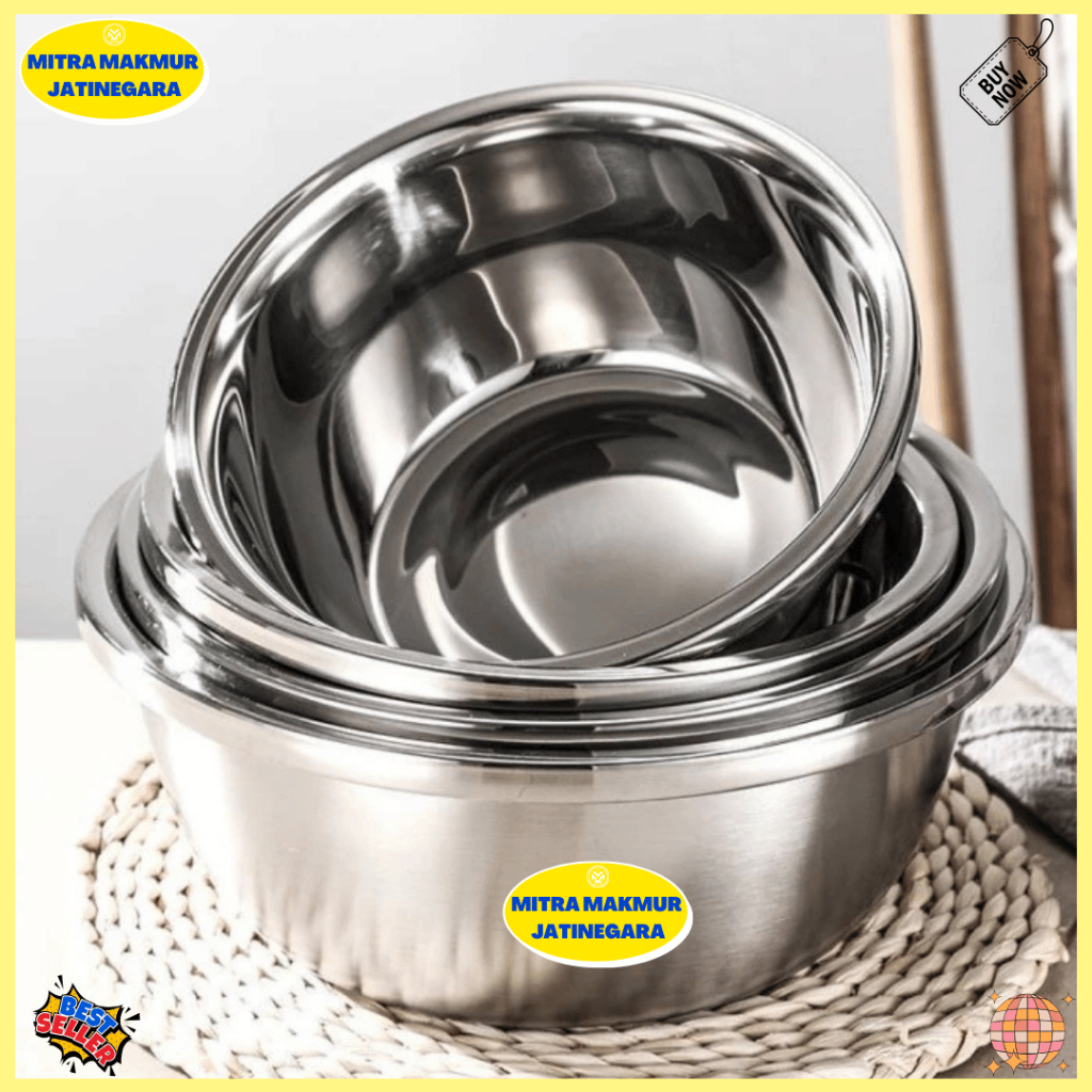 Jual BASKOM STAINLESS UKURAN 28 30 34 CM WADAH ADONAN STAINLESS ...