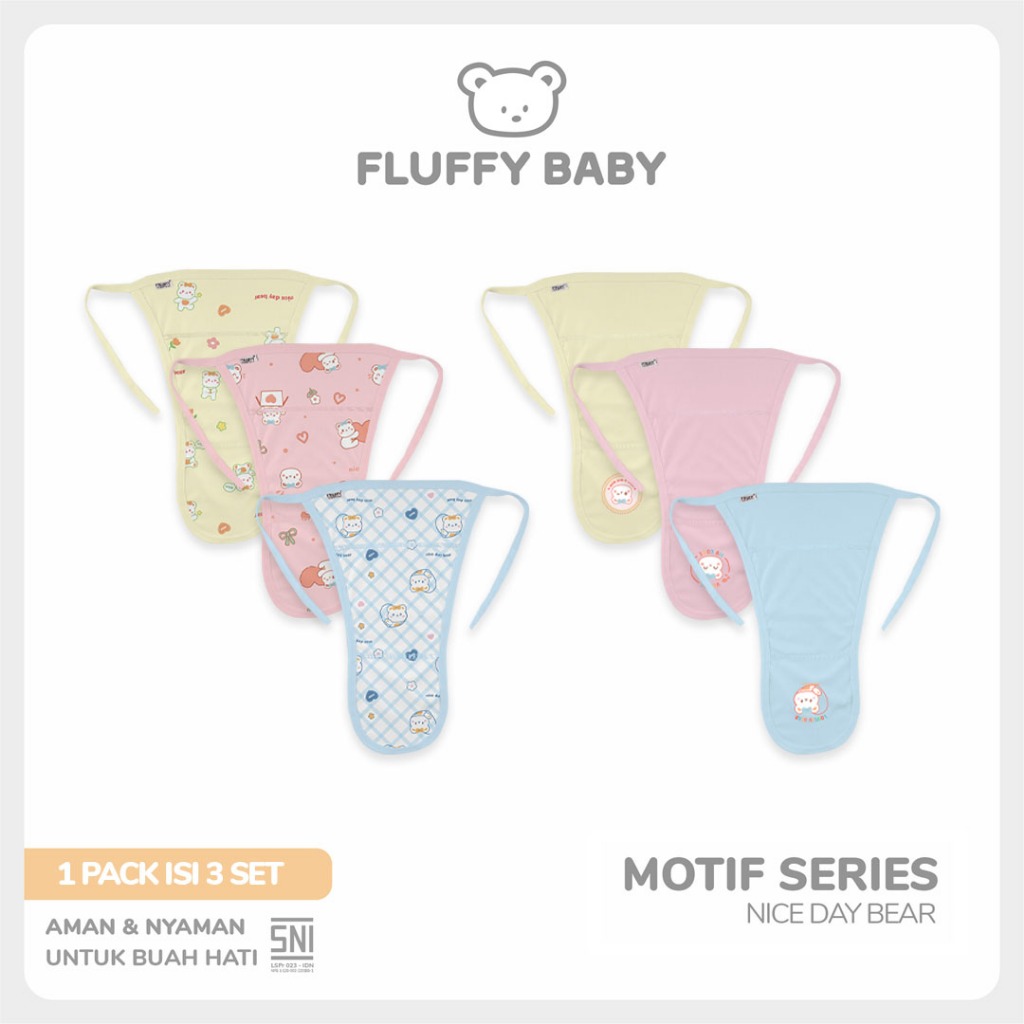 Jual FLUFFY Popok Kain Tali Niceday Bear (Isi 3Pcs) PBPT NDB NEWBORN ...