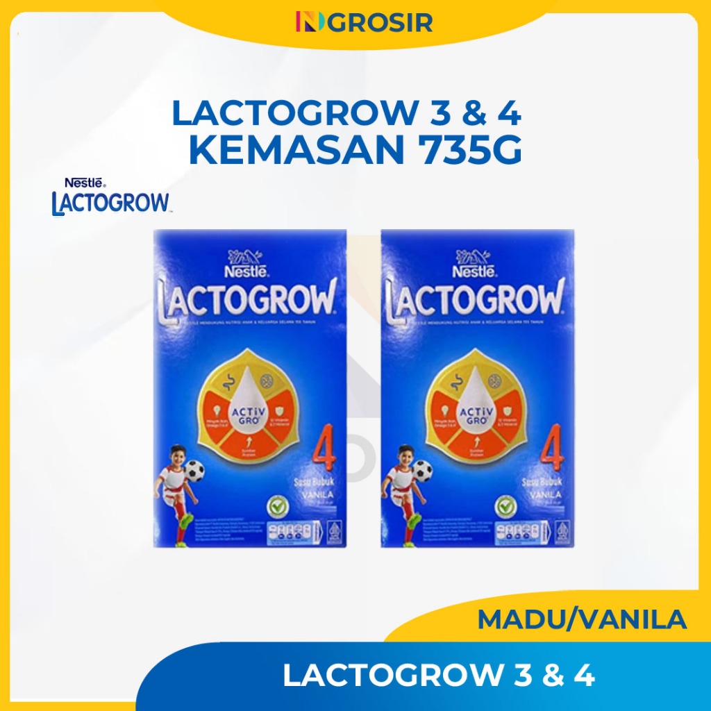 Jual LACTOGROW 3 DAN 4 VANILA/MADU/ORIGINAL KEMASAN 735G | Shopee Indonesia