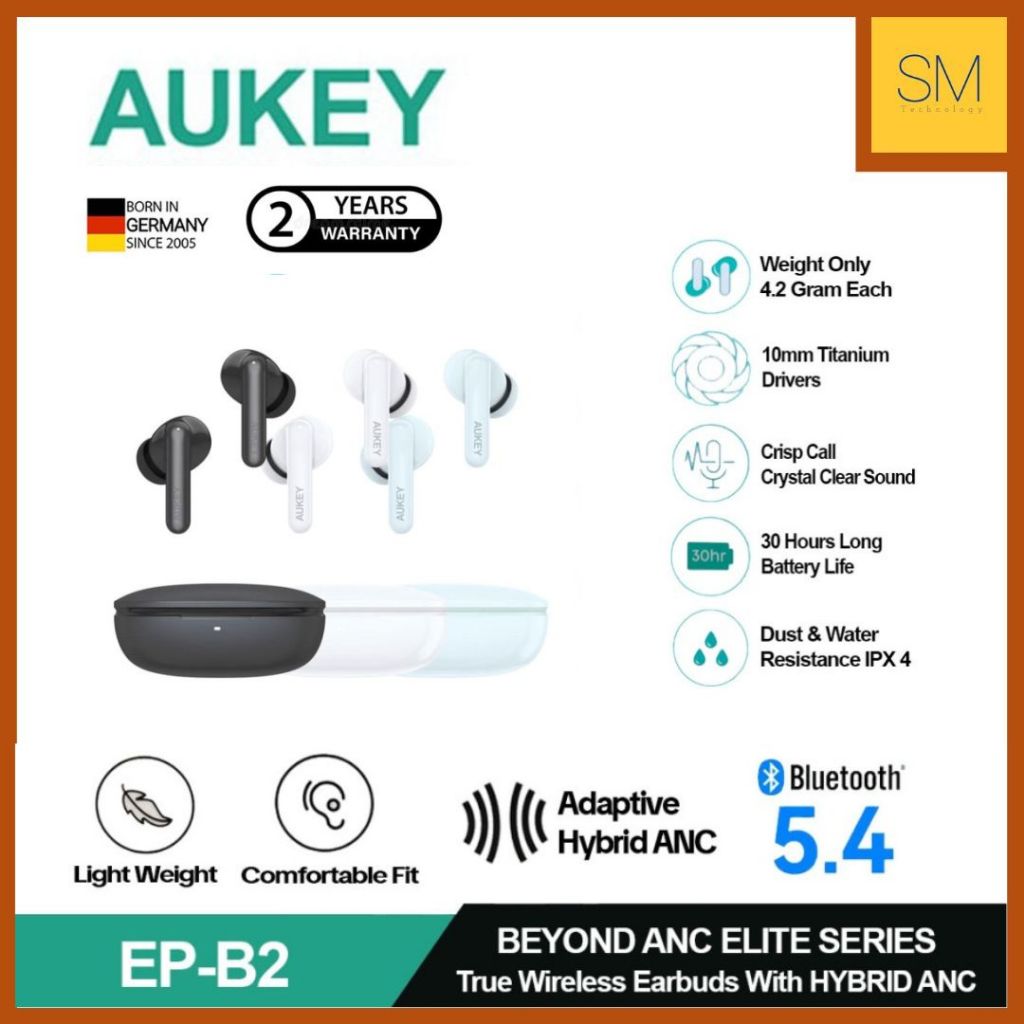 Jual AUKEY TWS Bluetooth Beyond ANC Elite Series True Wireless Earbuds IPX4 EP-B2 | Shopee Indonesia