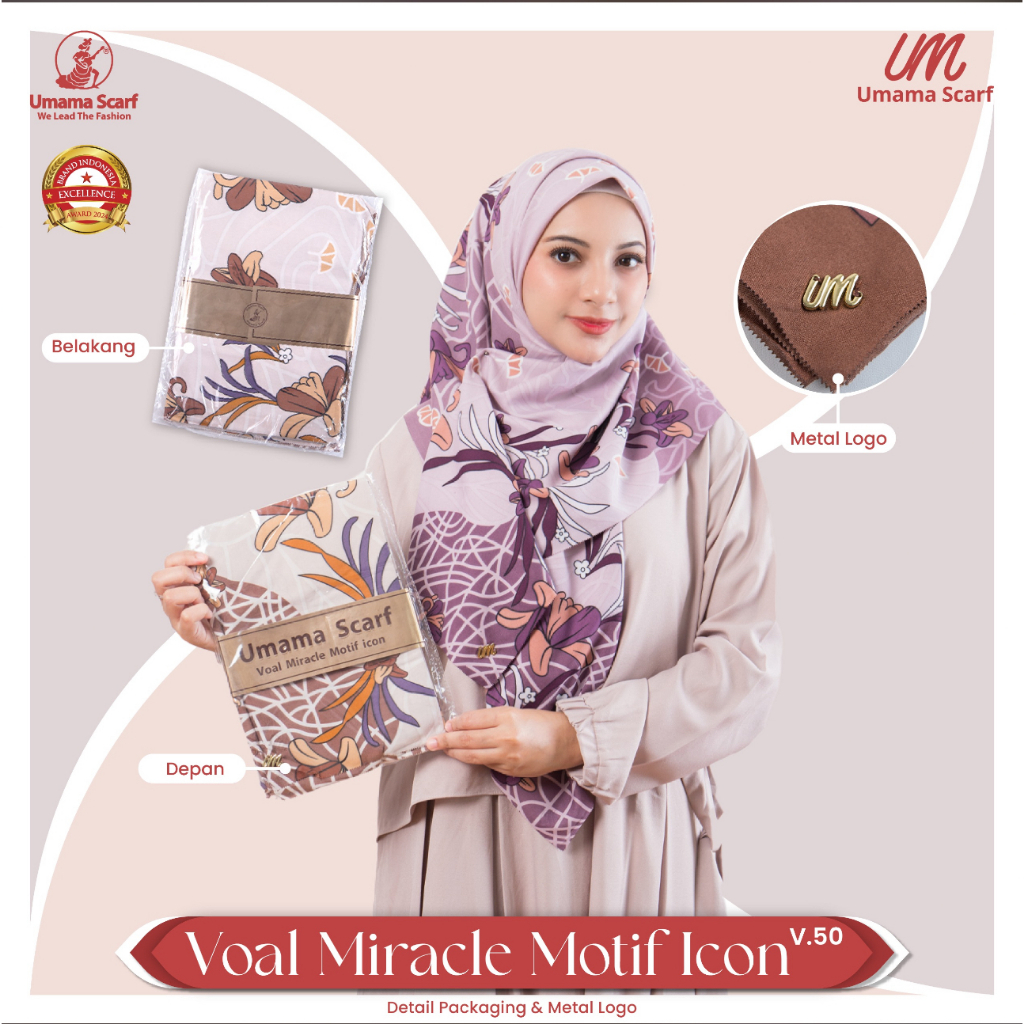 Jual Paket Isi 10 Hijab Segi Empat Voal Miracle Motif Metal Logo Umama Scarf Laser Cut | Shopee ...
