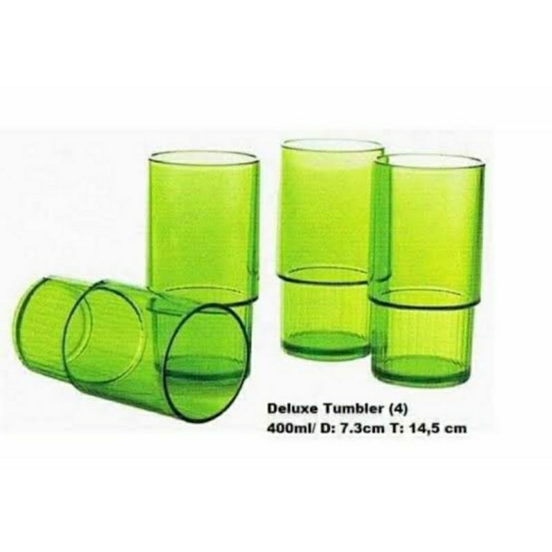 Jual Deluxe Tumbler / gelas crystal hijau 400ml satu set isi 4 ...