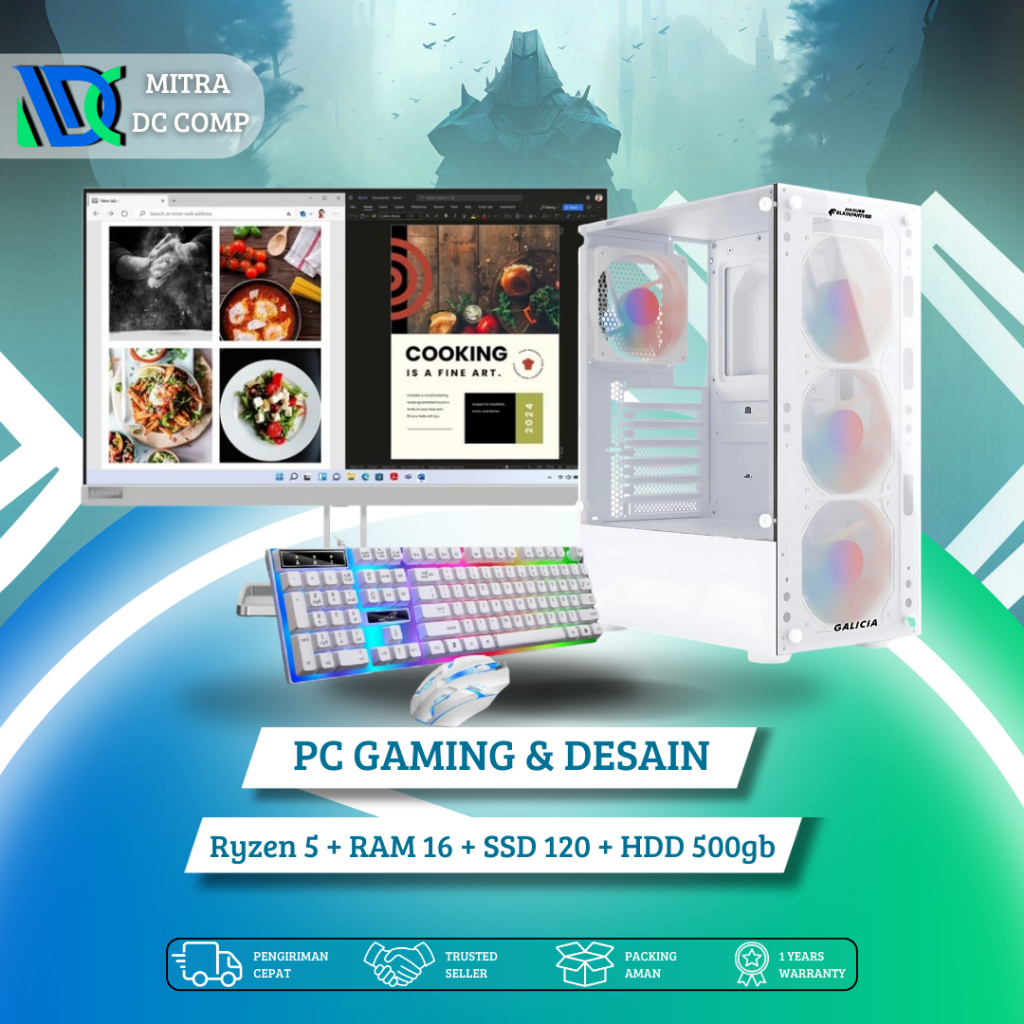 Jual PC RAKITAN GAME FULL WHITE Ryzen 5 5600G Ram 16gb DDR4 Fullset ...