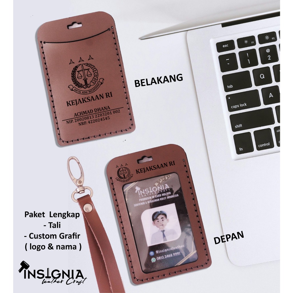 Jual ID CARD HOLDER KULIT ASLI PREMIUM MODEL LANYARD ASLI KULIT ...