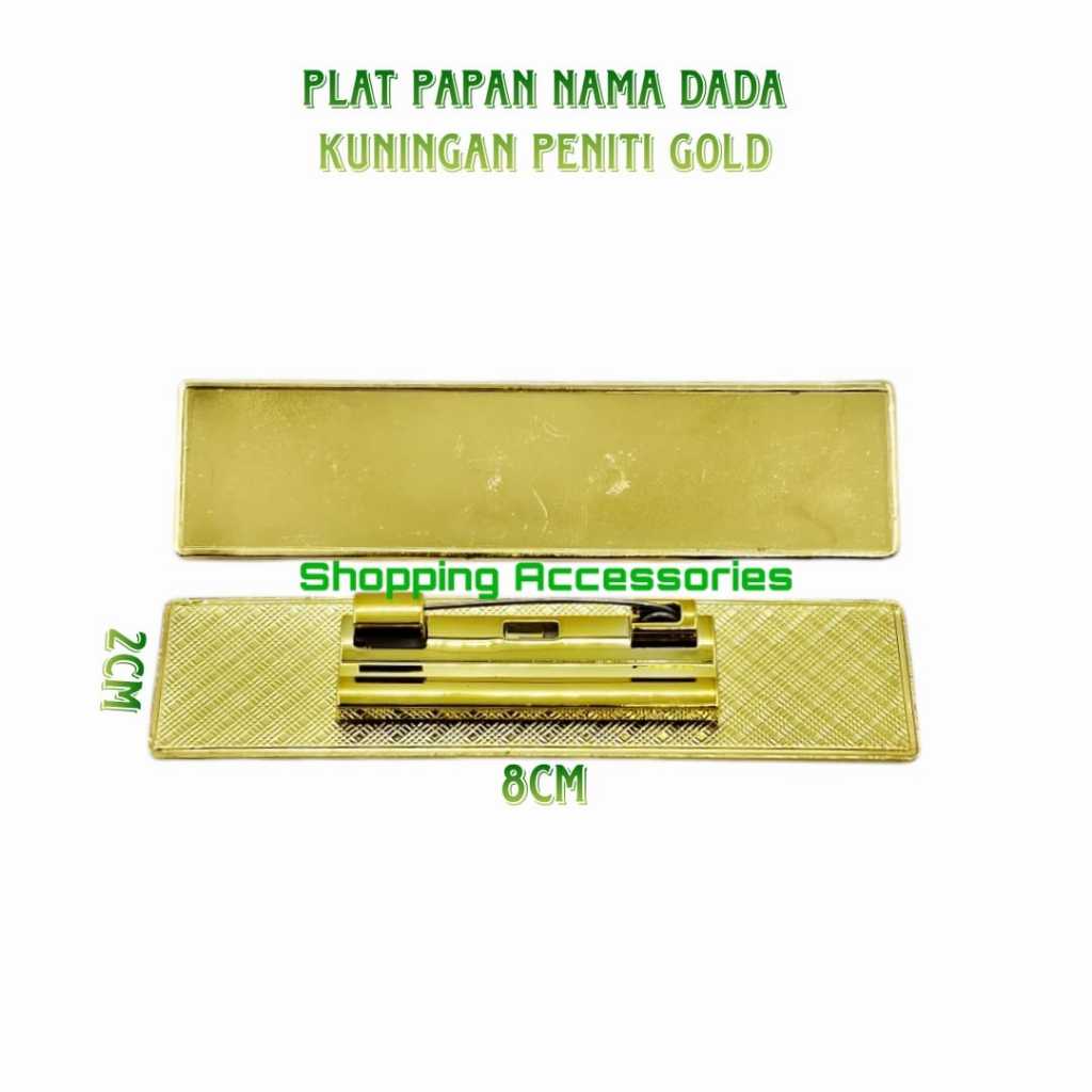 Jual Plat papan name tag kuningan peniti gold tebal-1pcs [[[ PN ...