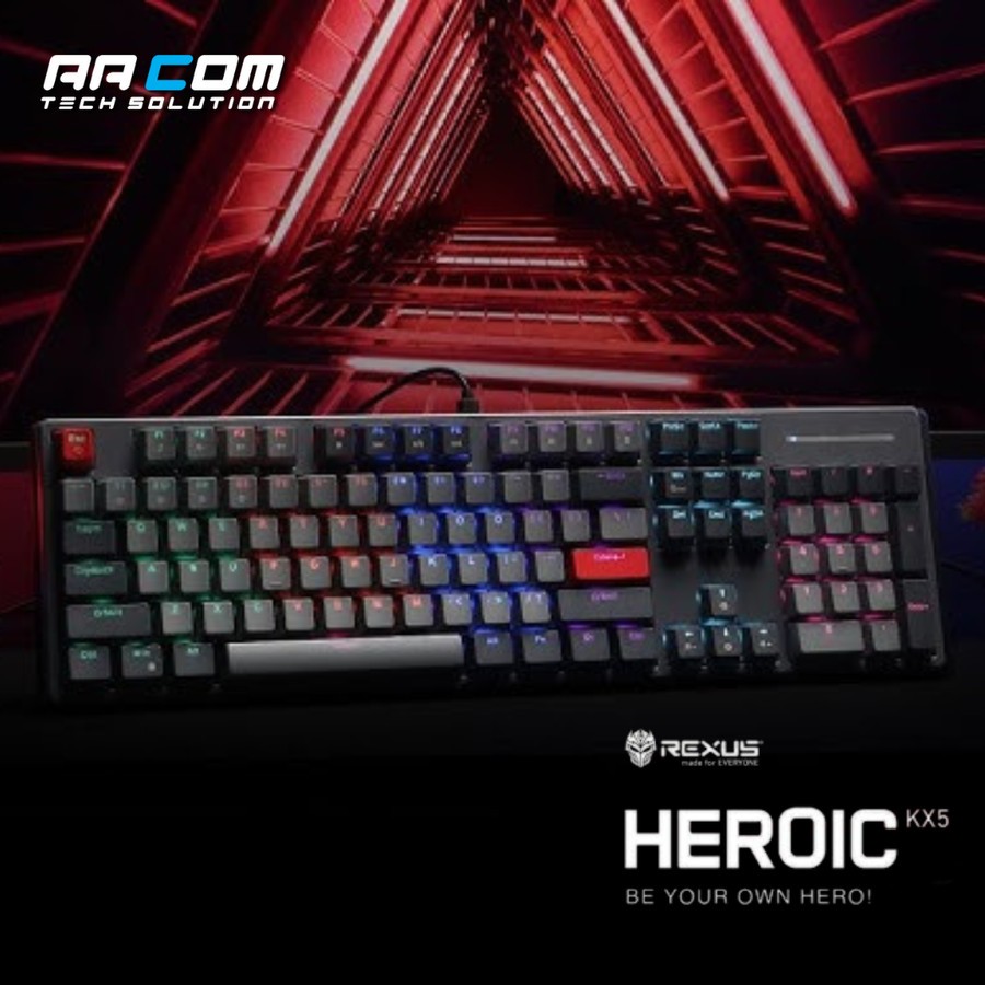 Jual Rexus Heroic KX5 Mechanical Gaming Keyboard Full Size RX-KX5 KX-5 ...