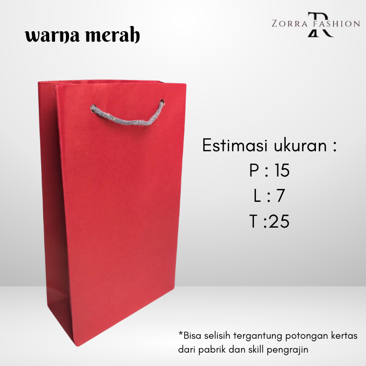 Jual PAPER BAG MERAH POLOS WAFER DAN MINUMAN UK.15 X 7 X 25 / TAS KADO ...