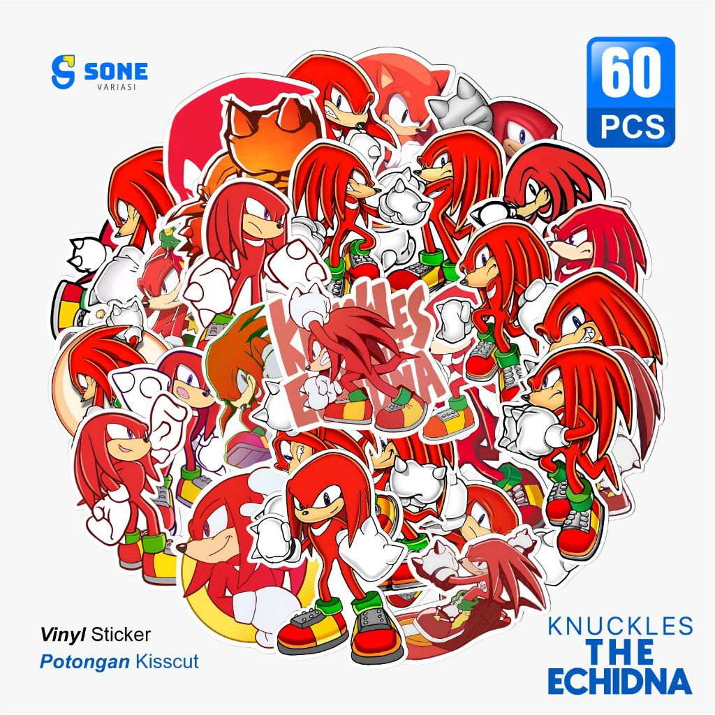 Jual Sticker Knuckles the Echidna Aesthetic Paper Vinyl Waterproof ...
