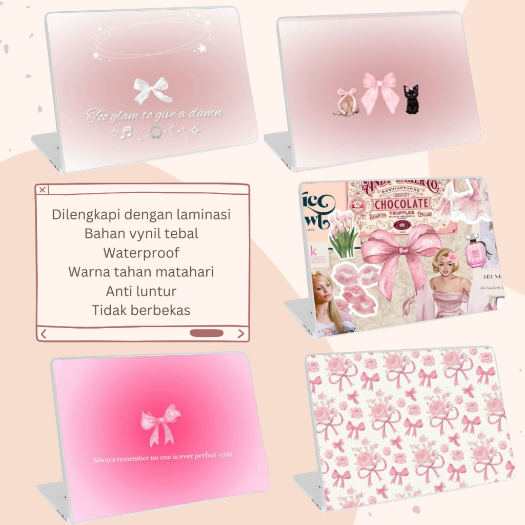 Jual Garskin Stiker Laptop Ribon Part 3 Pink Cover Protector Skin ...