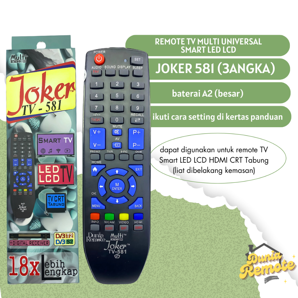 Jual Remote Remot TV JOKER Multi Universal SMART LED LCD JOKER 3angka ...