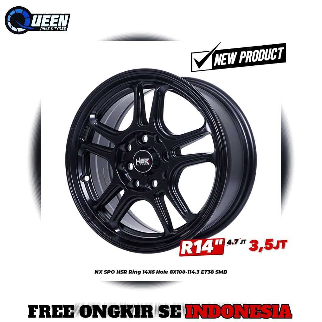 Jual velg racing HSR NX SPO R14 lubang 8 pelek Ring 14 lebar 6 untuk aer ev warna black double ...