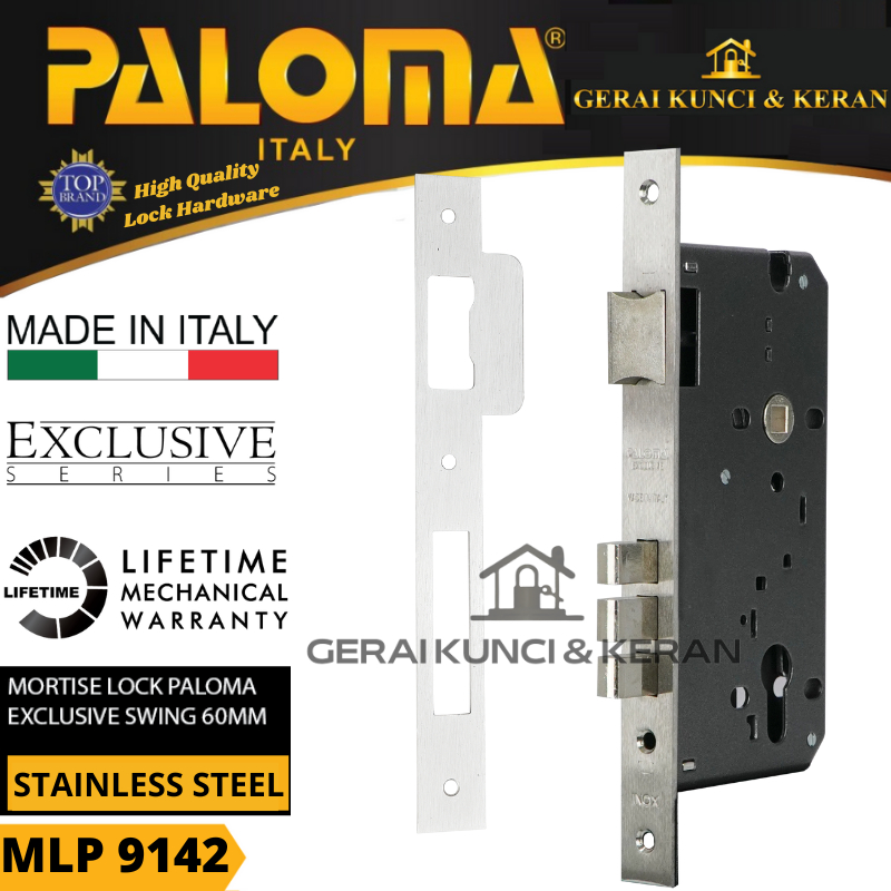 Jual PALOMA MLP 9142 Mortise Lock Swing 60 MM Exclusive ITALY Stainless ...