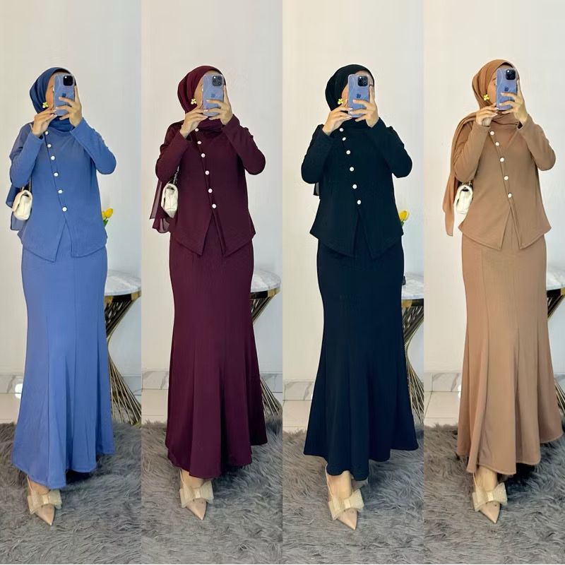 Jual RIANA SET ROK RIB KNIT MERMAID // ZERA SET KANCING MIRING ROK ...