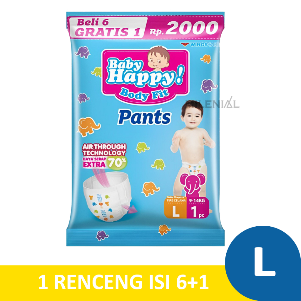 Jual Baby Happy Pants Ukuran L 1 Renceng isi 6+1 | Shopee Indonesia