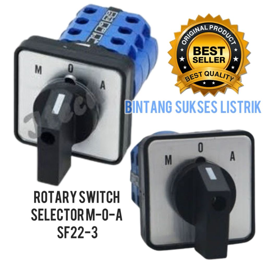 Jual ORIGINAL Selector Switch AOM 3 Position 3P A-O-M SF22-3-3 Selektor ...