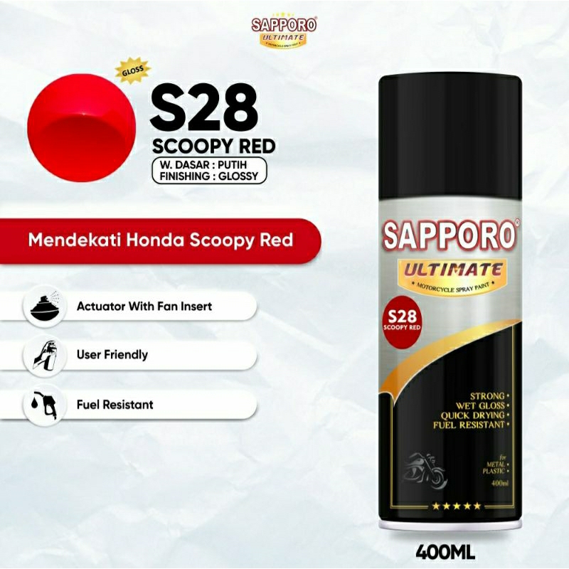 Jual #MAU# Cat Semprot Sapporo Ultimate S28 Scoopy Red 400ml Merah ...