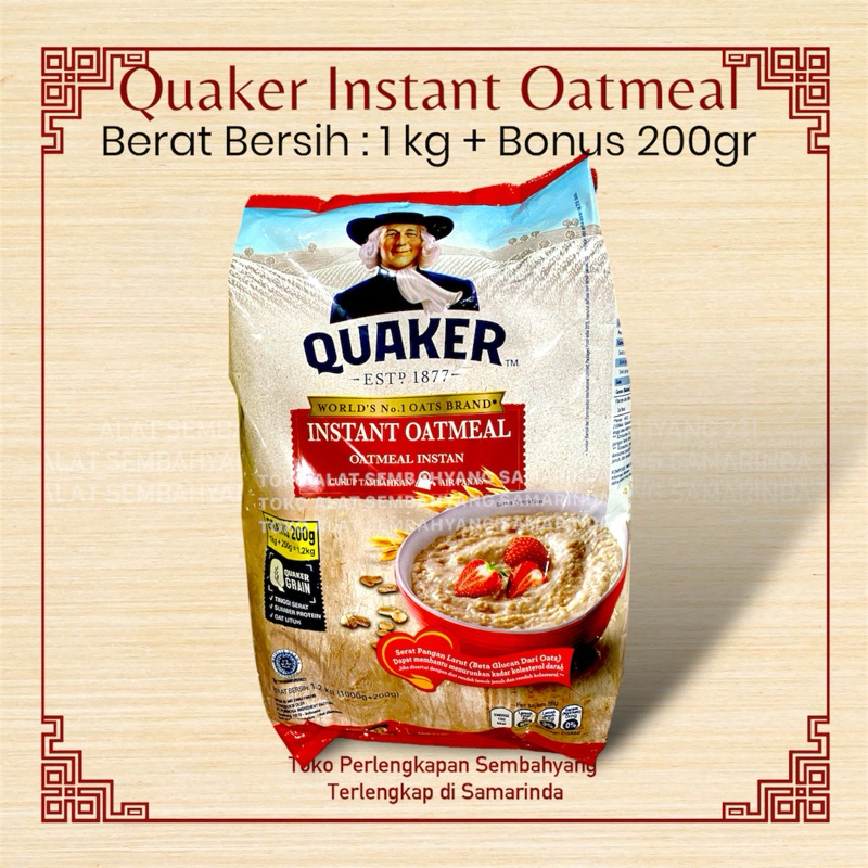 Jual Quaker Instant Oatmeal/ Oat Instant 1 kg + 200 gram | Shopee Indonesia