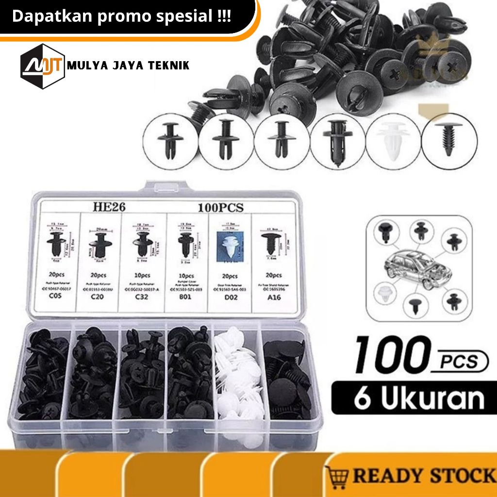 Jual Set Baut Rivet Mobil Universal Clip Kancing Plastik Reparasi Body ...