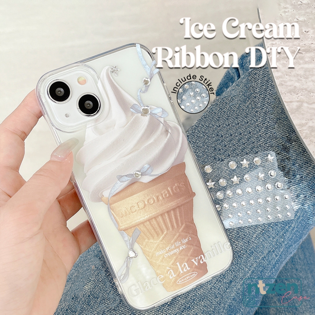Jual Case Iphone Ice Cream Ribbon DIY 11 12 13 14 15 Pro Max Plus ...