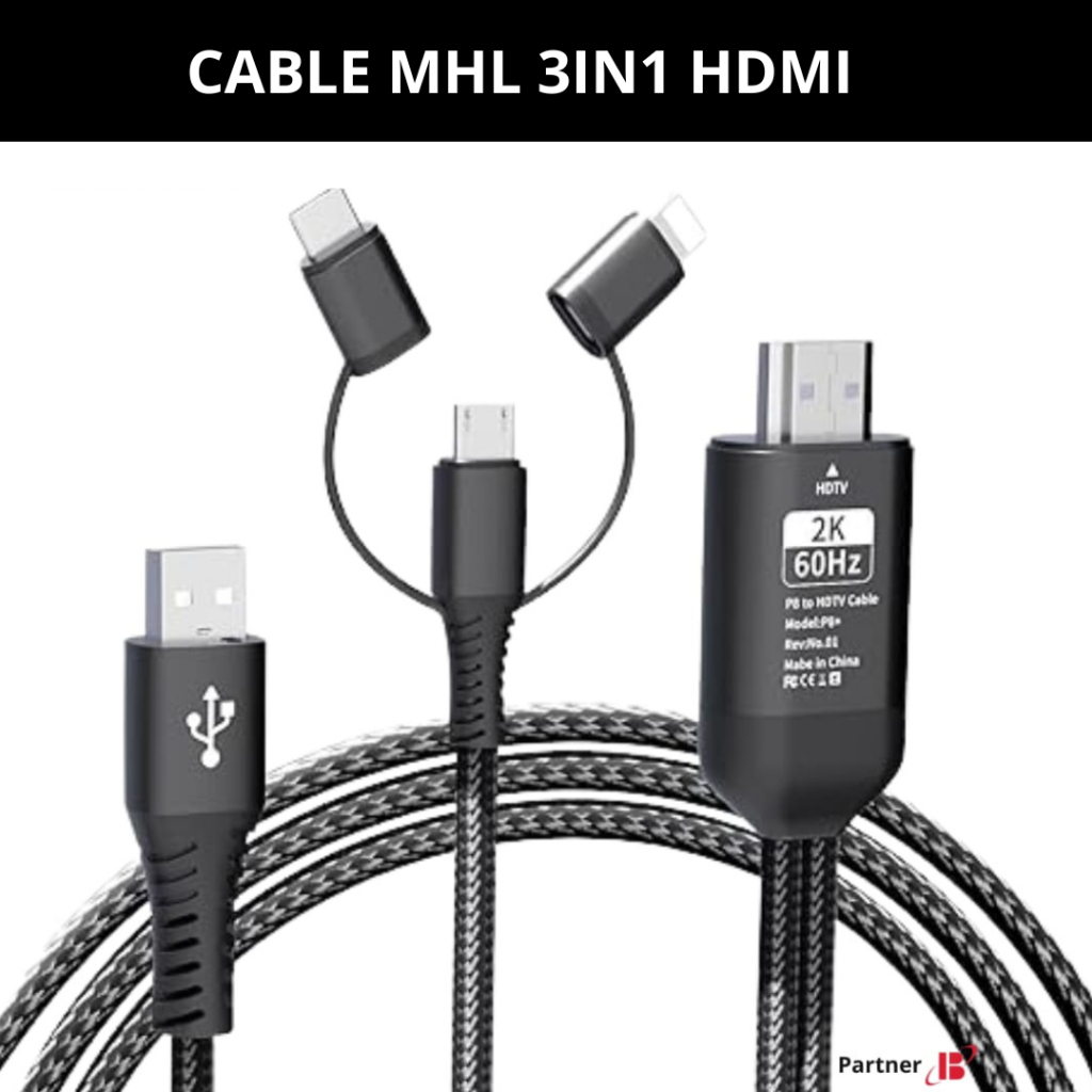 Jual 3in1 MHL HDMI Adapter Micro USB / Type C / iPhone Dengan Kabel 2 ...