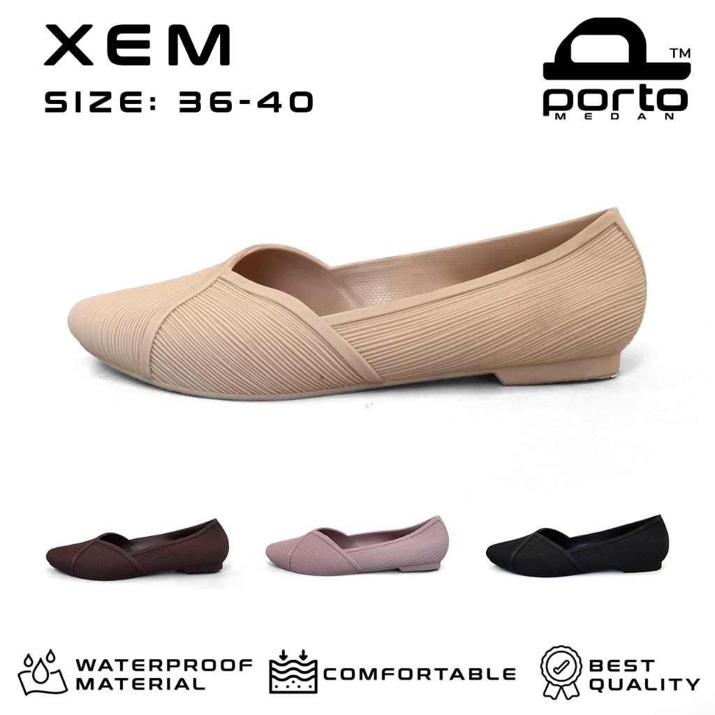 Jual Porto Lady XEM Sepatu Selop Flatshoes Wanita Ballerina Karet ...