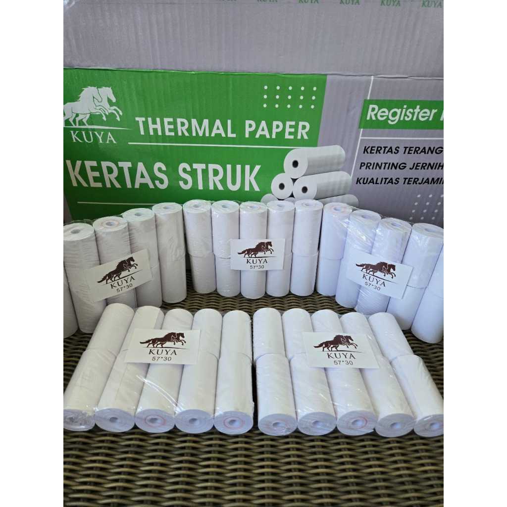 Jual KUYA KERTAS THERMAL STRUK KASIR PAPER ROLL TERMAL EDC 57MM x 30MM ...
