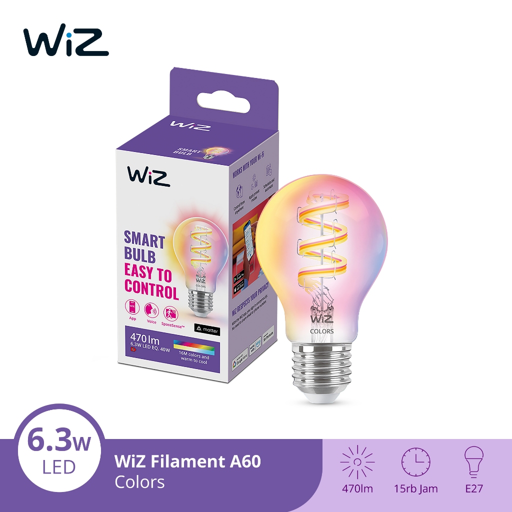 Jual WiZ Lampu Smart LED 6.3W Filamen A60 RGB - Lampu Aesthetic, Lampu Hias | Shopee Indonesia
