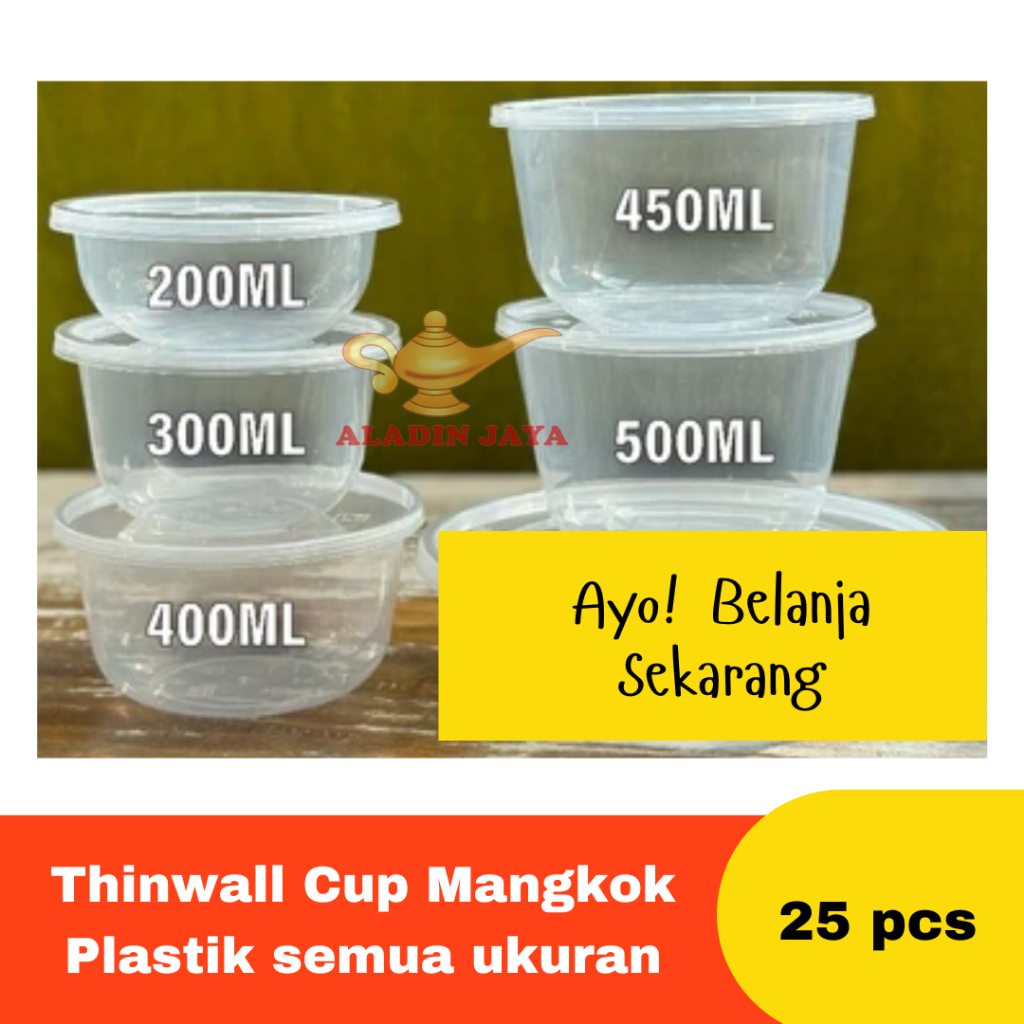 Jual Thinwall Cup Mangkok Plastik semua ukuran isi 25 pcs | Shopee Indonesia