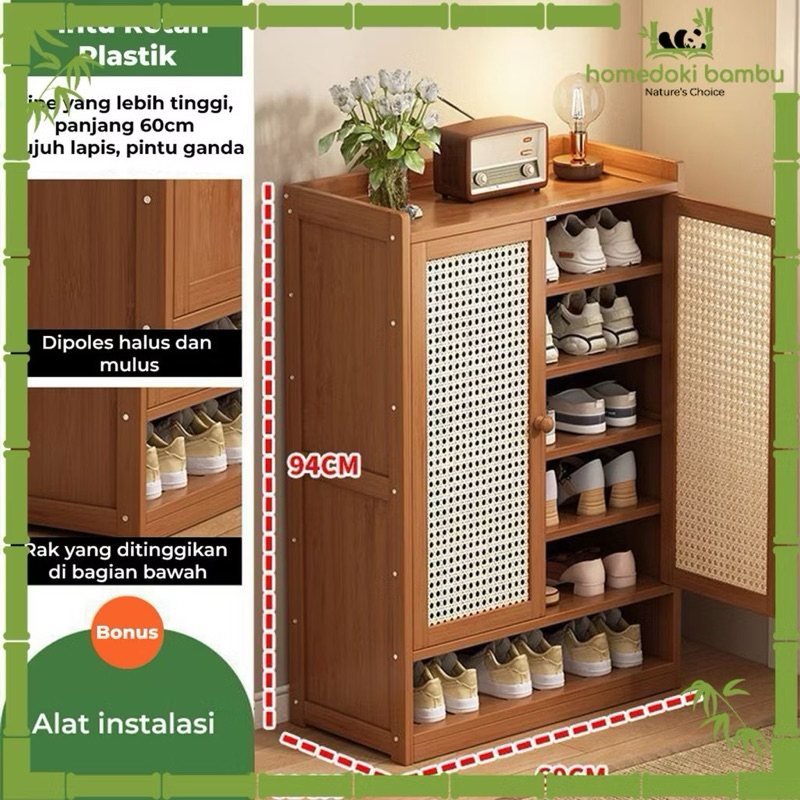 Jual Homedoki HD182 Rak Sepatu Bambu Pintu / Rak serbaguna / Rak kayu ...